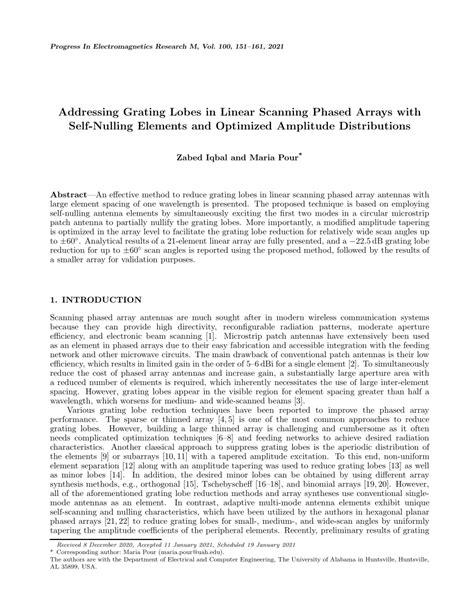 Pdf Addressing Grating Lobes In Linear Scanning Phased Arrays With Self Nulling Elements And