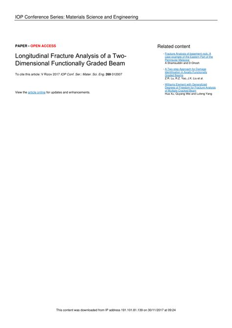 Pdf Longitudinal Fracture Analysis Of A Two Dimensional Functionally Graded Beam