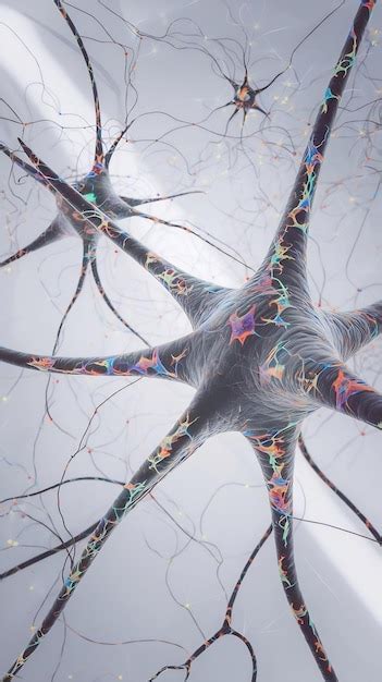 Abstract Neurons On White 3d Rendered Image Of Neuron On White