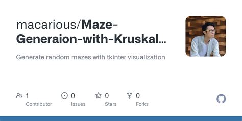 Github Macariousmaze Generaion With Kruskal S Algorithm Generate Random Mazes With Tkinter