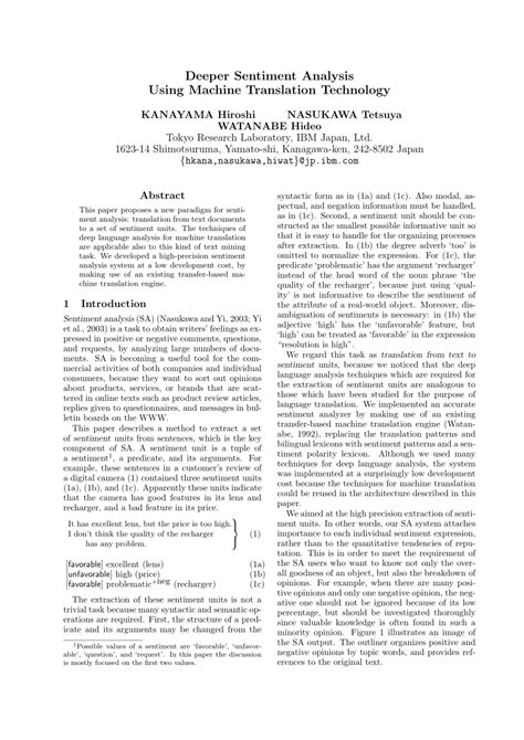 Pdf Deeper Sentiment Analysis Using Machine Translation Technology