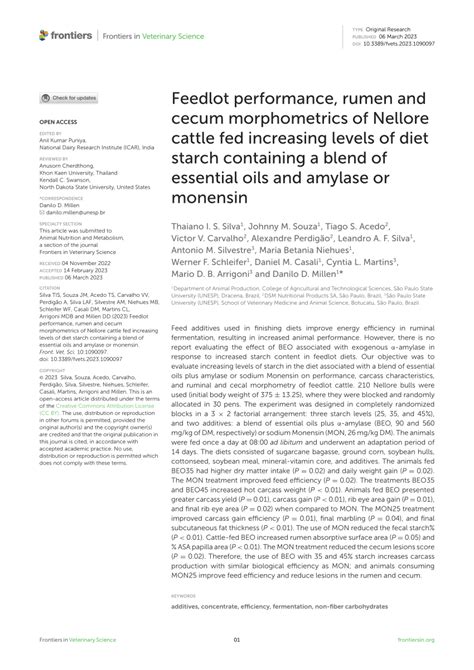 Pdf Feedlot Performance Rumen And Cecum Morphometrics Of Nellore Cattle Fed Increasing Levels