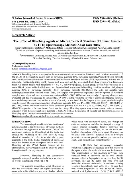 Pdf Issn 2394 4951 Print The Effect Of Bleaching Agents On Micro Chemical Structure Of Human