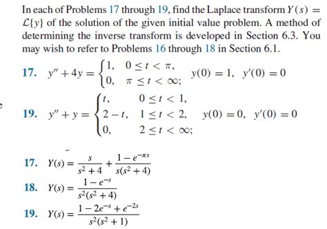 solved in each of problems 17 through 19 find the laplace