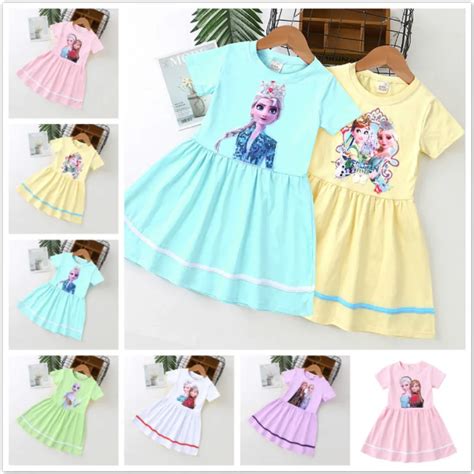여자 드레스 여름 베이비 어린이 키즈 여자 옷 냉동 안나 엘사 공주 크리스마스 짧은 소매 드레스 Vestidos Infantil