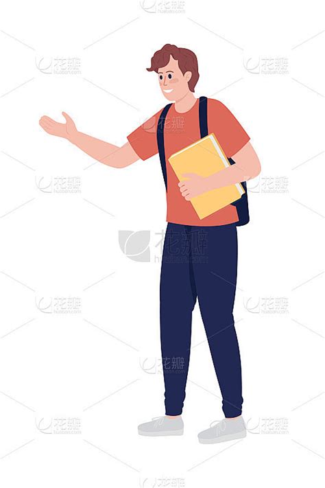 友好的学生半平面颜色矢量字符