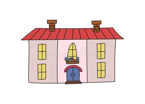 Colorful House Cartoon Building Architecture Construction Drawing
