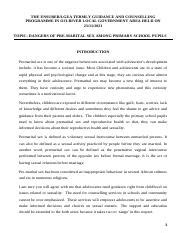 The Dangers Of Premarital Sex Among Primary Babe Pupils Course Hero