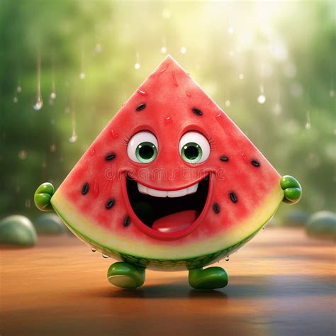Cute Cartoon Watermelon Happy Cute Cartoon Watermelon 20310171 Vector