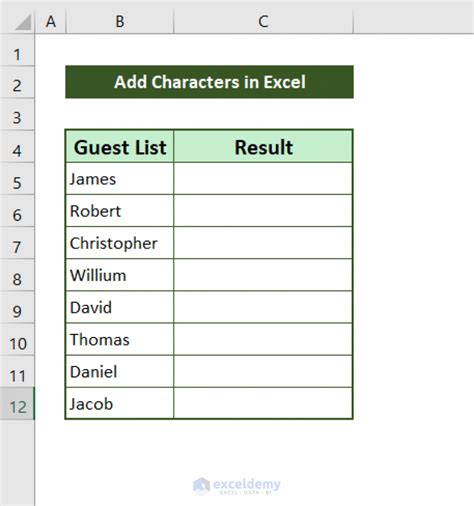 How To Add Characters In Excel 5 Ways Exceldemy