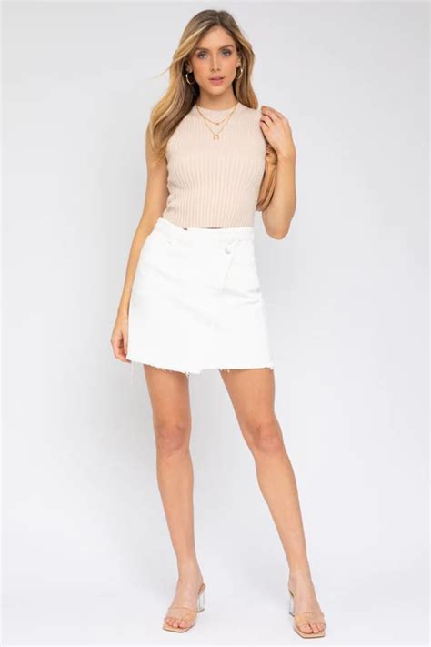 White Denim Mini Skirt Stylish Skirts Mini Skirts Denim Mini Skirt