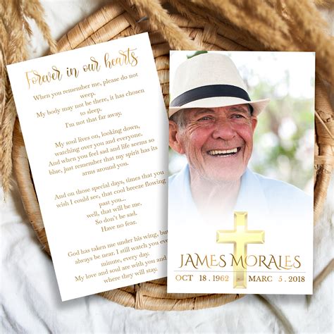 Funeral Prayer Card Template For Men And For Women L Memorial Prayer