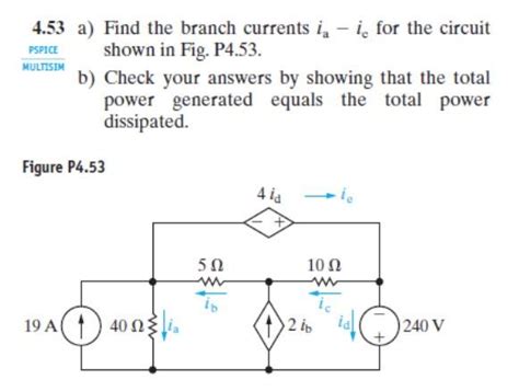 solved 4 53 a find the branch currents ia−ic for the