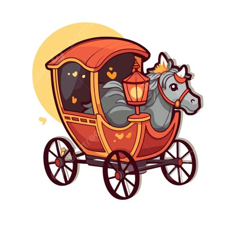 Paard En Wagen Cartoon Door Paarden Getrokken Kar Met Hooi Vector