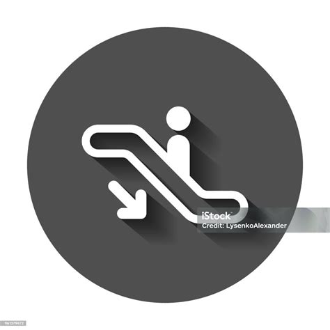 에스컬레이터 엘리베이터 아이콘입니다 긴 그림자와 벡터 일러스트입니다 비즈니스 개념 에스컬레이터 그림 건물 외관에 대한 스톡 벡터