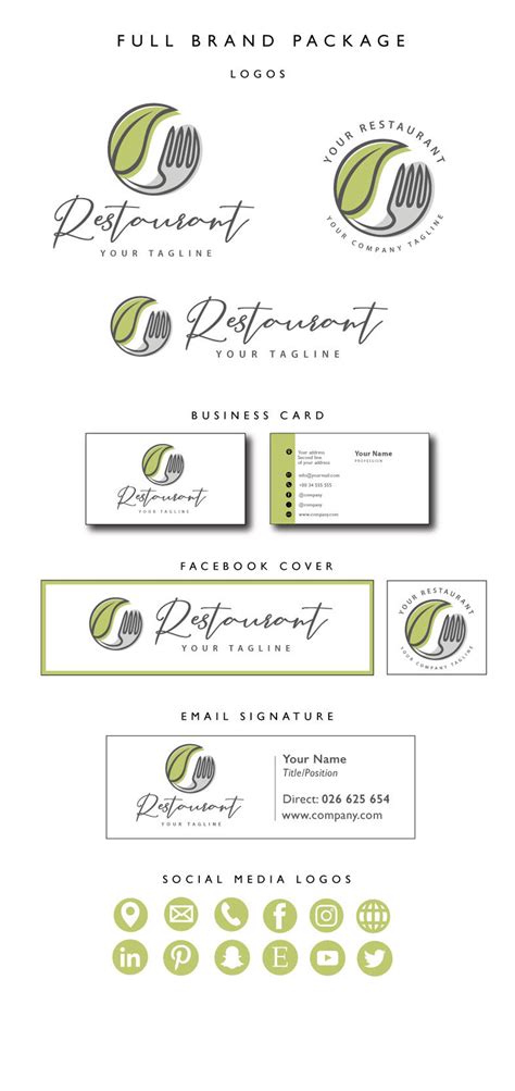 Restaurant Leaf Fork Logo Cafe Logo Pre Made Kitchen Logo Etsy