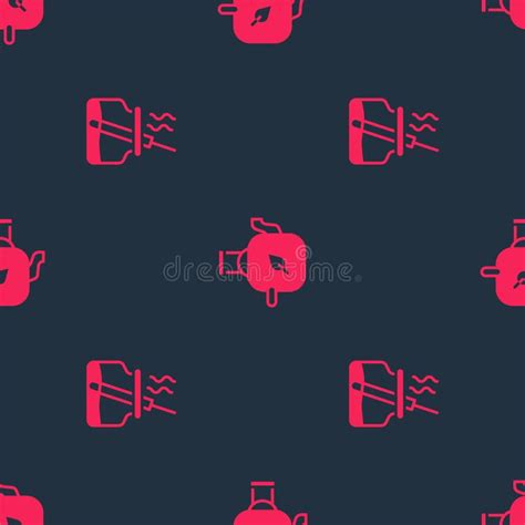 Set Aroma Diffuser And Teapot With Leaf On Seamless Pattern Vector