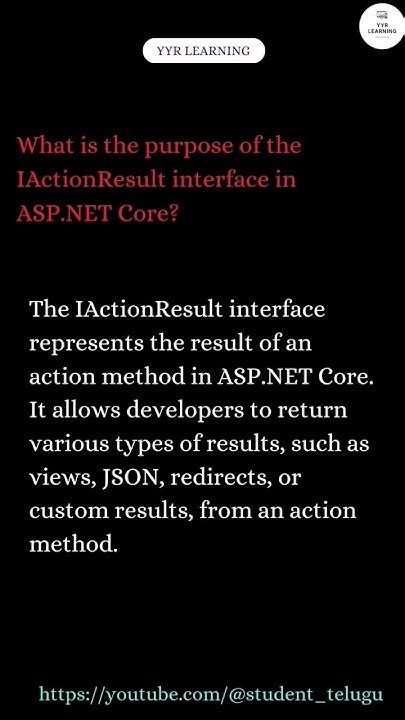 What Is The Purpose Of The Iactionresult Interface In Aspnet Core Aspnetmvc Youtube