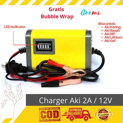 Jual CHARGER AKI MOTOR MOBIL ALAT CAS AKI MOTOR MOBIL 12V 2A CHARGER AKI PORTABLE 2A 12V Charger