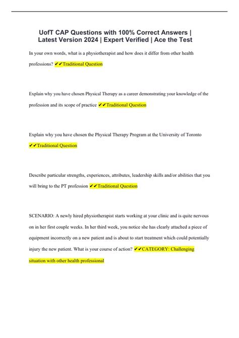 Uoft Cap Questions With 100 Correct Answers Latest Version 2024 Expert Verified Ace The