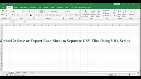How To Save Or Export Each Sheet To Separate Csv Files In Excel Youtube