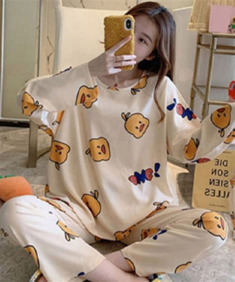 갓샵 봄 여름 가을 수면 커플 잠옷 바지 원피스 세트 20종 [여자 여성 라운지 홈 웨어 우정 파자마 파티 오리 체크 간절기 실내복] 위시버킷