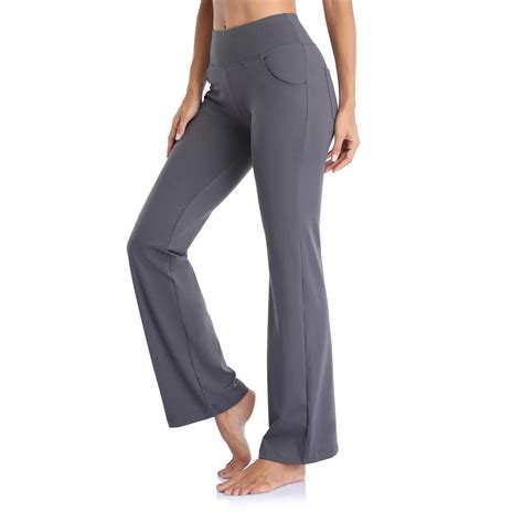 Mrulic Womens High Waist Yoga Pants With Pockets Flare Leggings For