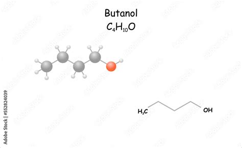 Stylized 2d Molecule Model Structural Formula Of Butanol Stock Vector Adobe Stock