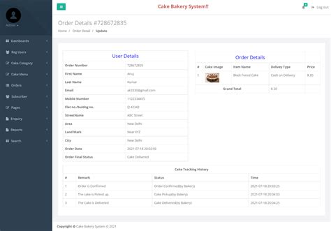 online cake bakery management system in php cake bakery management