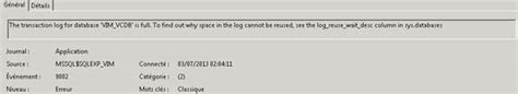 erreur vpxd exe et logs sql serveur express le cloud de piermick