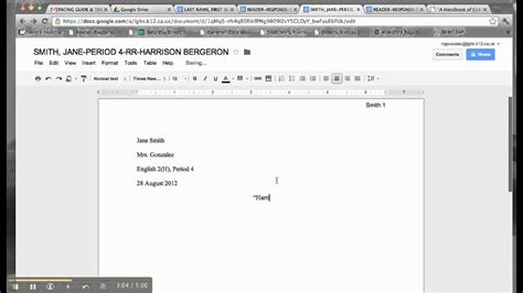 READER RESPONSE VIDEOS MLA STYLE FORMAT CITATION PART YouTube