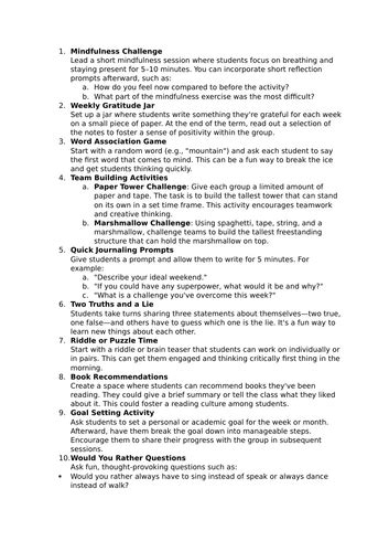 Form Time Ideas Teaching Resources