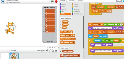 coding an app perfect squares and square roots
