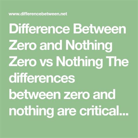 Understanding The Difference Between Zero And Nothing