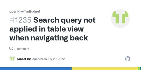 Search Query Not Applied In Table View When Navigating Back · Issue 1235 · Openkfwtrubudget