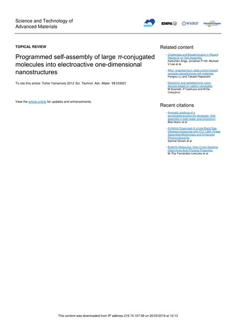 Pdf Programmed Self Assembly Of Large π Conjugated Molecules Into