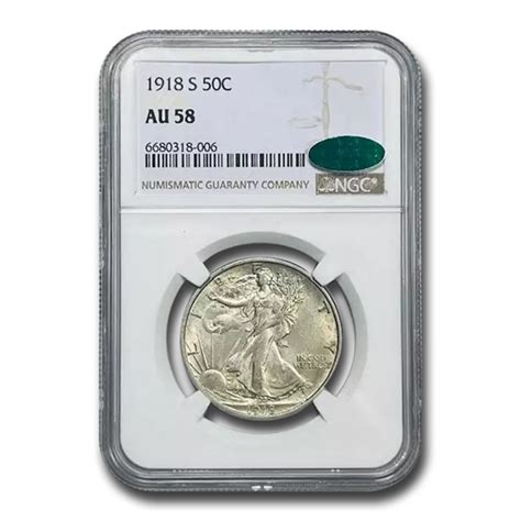 1918 S Walking Liberty Half Dollar Au 58 Ngc Cac