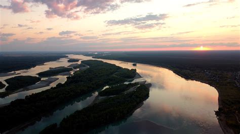 Закат на реке Обь | Пикабу