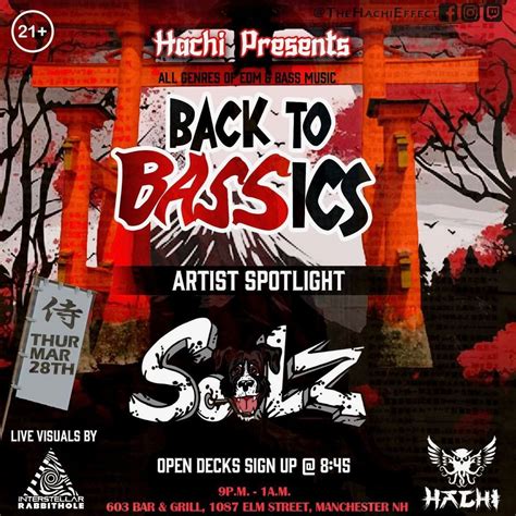 Hachi Presents Back To Bassics Feat Scalz 603 Bar And Grill