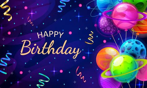 Happy Birthday Space And Universe Background With Realistic Golden