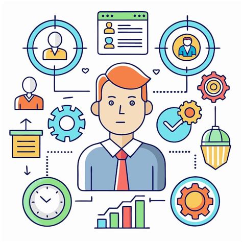 Businessman With Target And Gears Around Him Premium Ai Generated Vector