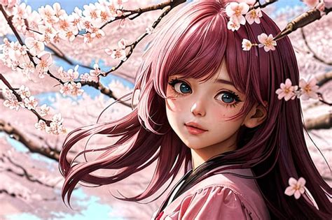 A Girl In The Cherry Blossoms Xxi 60×40 Cm By Vasiliy Mishchenko