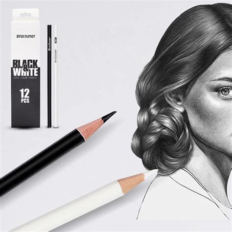Чёрные и белые цветные карандаши на масляной основе 12 шт коробка Aliexpress
