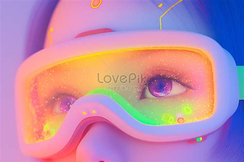 Vr 안경을 쓴 소녀 일러스트 무료 다운로드 Lovepik