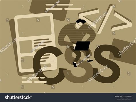 Css Developer Banner Coding Concept Web เวกเตอร์สต็อก ปลอดค่า