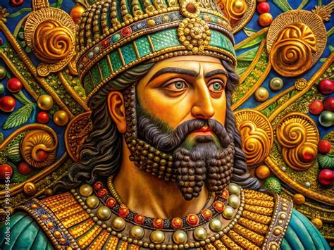 Majestic Representation Of King Cyrus The Great In Ancient Persian Art