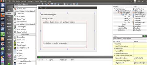 Qt GroupBox ComboBox ListWidget C Linux Desenvolvimento Código Aberto