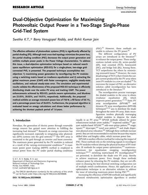 DualObjective Optimization For Maximizing Photovoltaic Output Power In A TwoStage SinglePhase