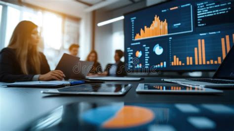 Collaborative Workspace With Modern Office Environment And Data
