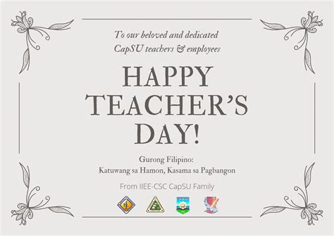 The Iiee Csc Capsu Would Like To Greet Our Beloved And Dedicated Teachers And Employees Of Capiz